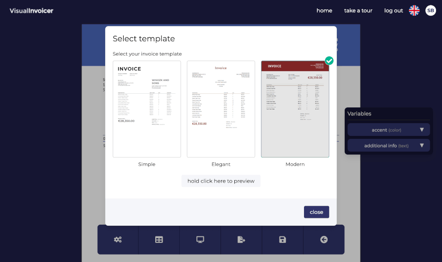 VisualInvoicer - online invoicing tool